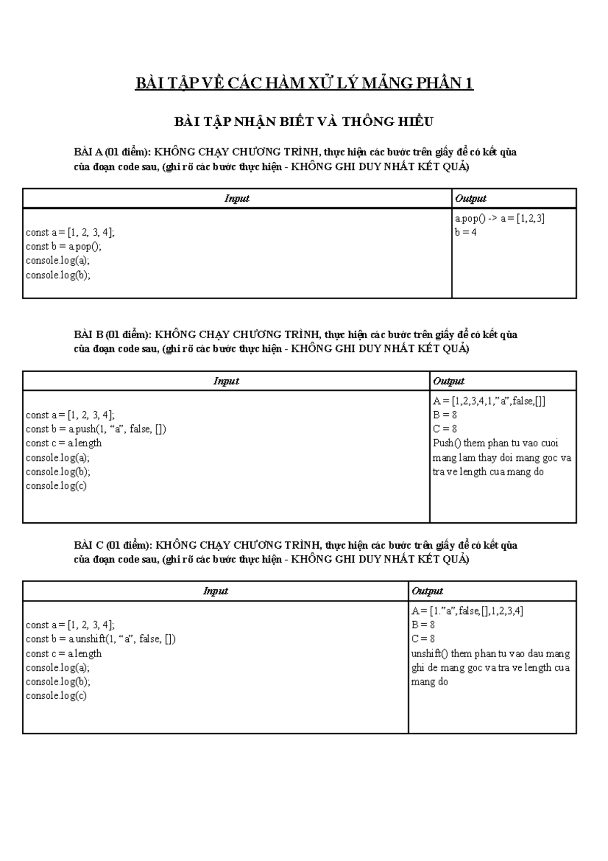 Bai Tap - dsadsadsad - BÀI TẬP VỀ CÁC HÀM XỬ LÝ MẢNG PHẦN 1 BÀI TẬP ...
