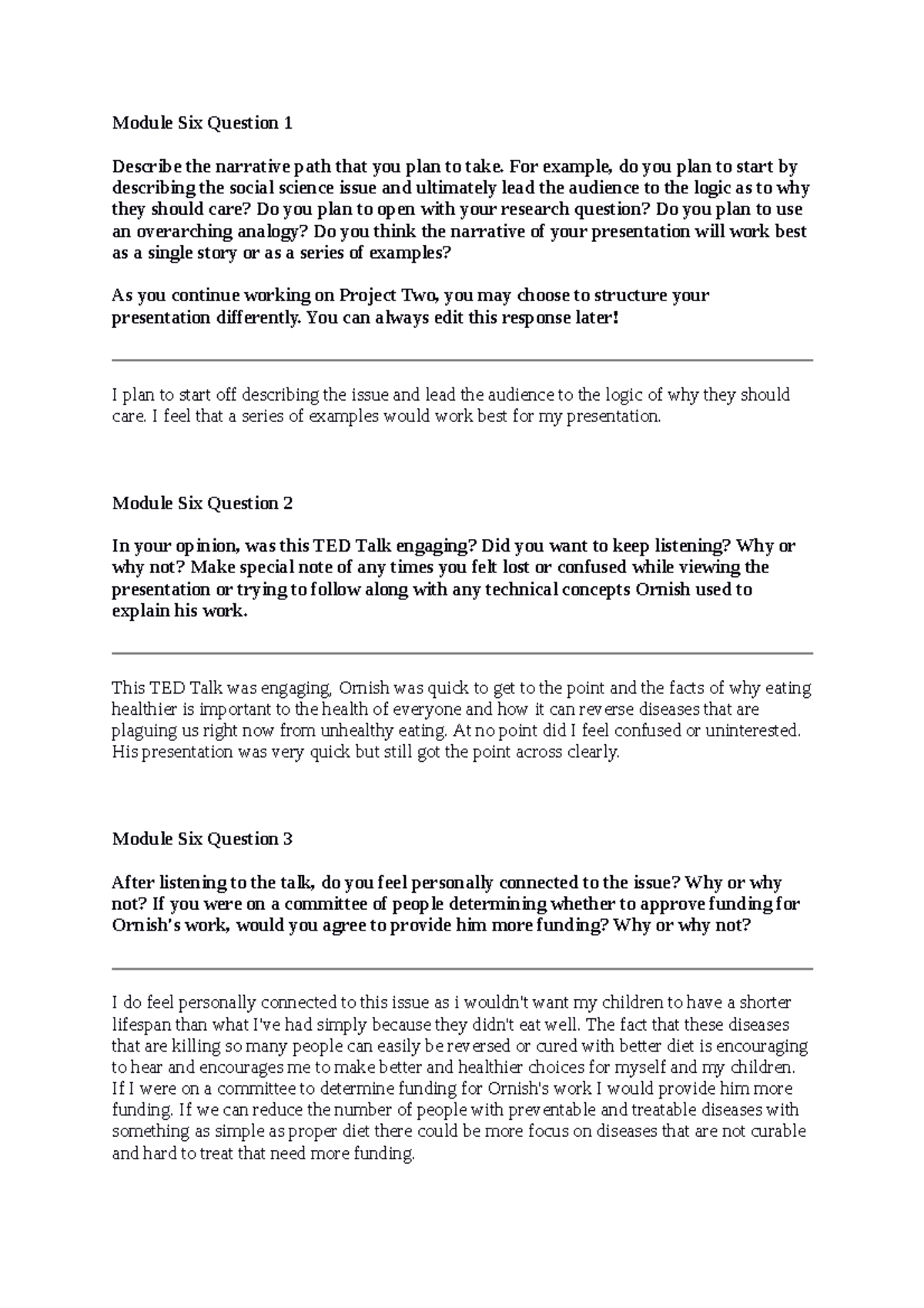 Module 6 Short Answer Responses - Module Six Question 1 Describe the ...