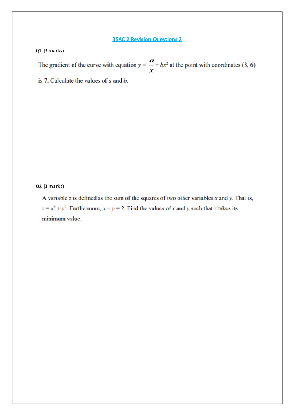 SAC%202%20Revision%20Questions%202%20 - 3SAC 2 Revision Questions 2 Q1 ...