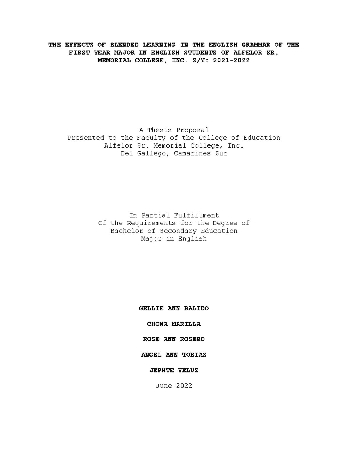 Full - Thesis - THE EFFECTS OF BLENDED LEARNING IN THE ENGLISH GRAMMAR ...