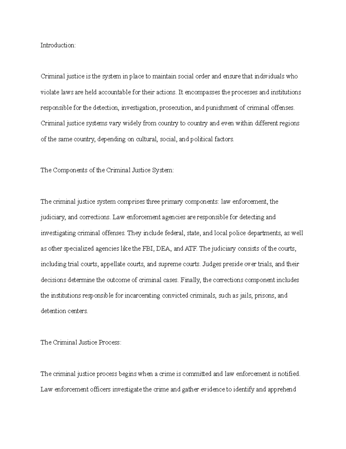 Criminal Justice-2 - CJRU - Introduction: Criminal justice is the ...