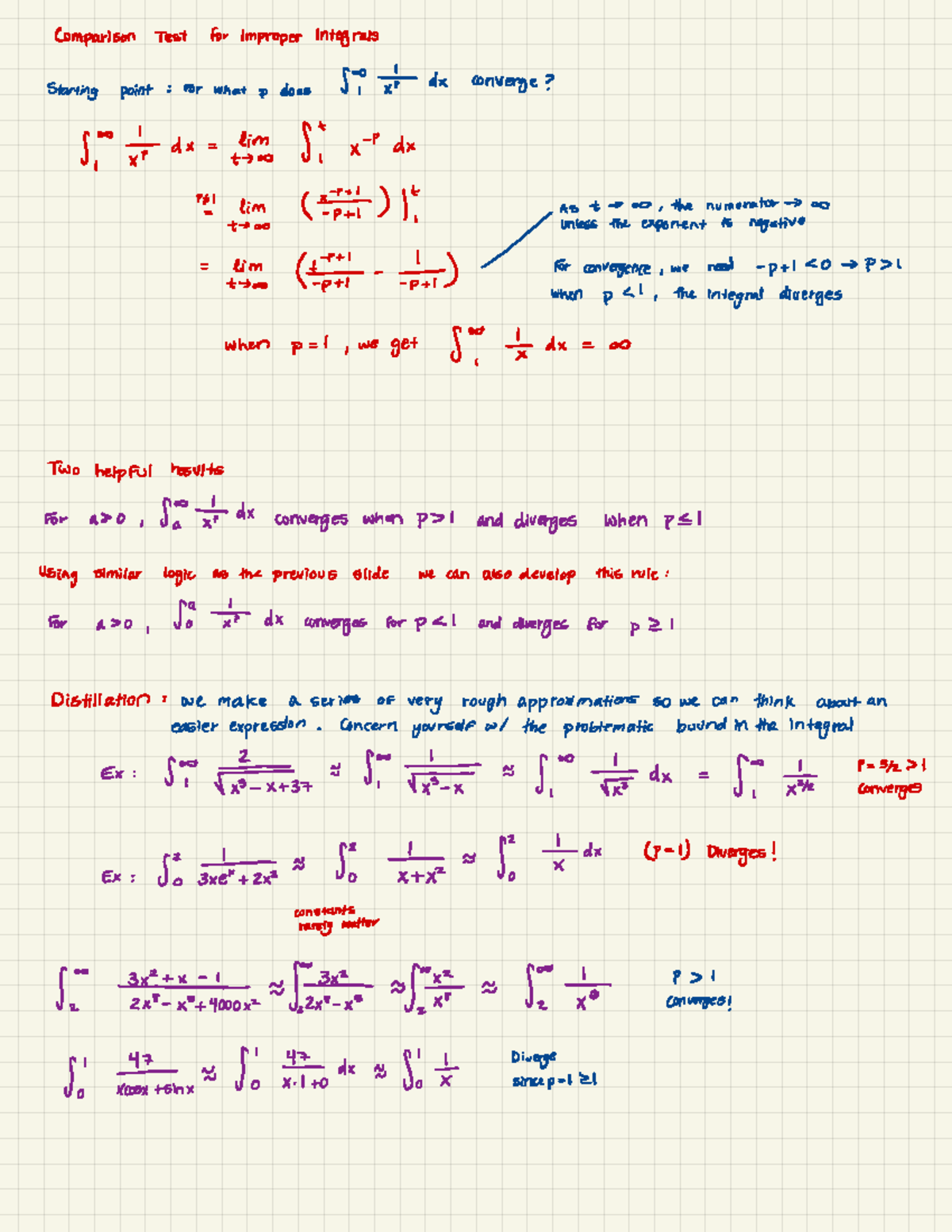 Comparison test for improper integrals - Comparison Test for Improper ...