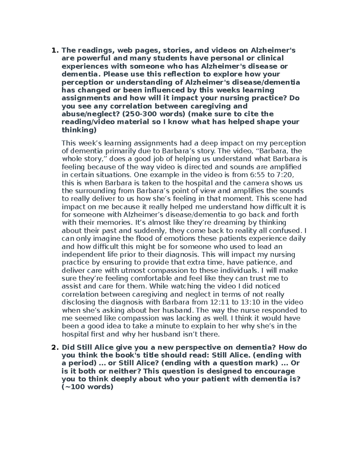 Reflection#2 - Class Assignment - The readings, web pages, stories, and ...