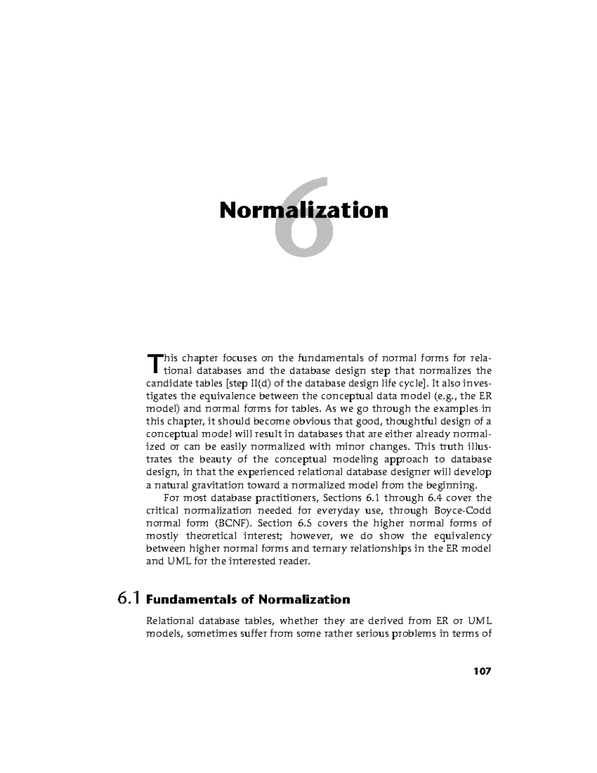 Capitulo 6 - resumen - ####### 107 6 Normalization his chapter focuses on the fundamentals of ...