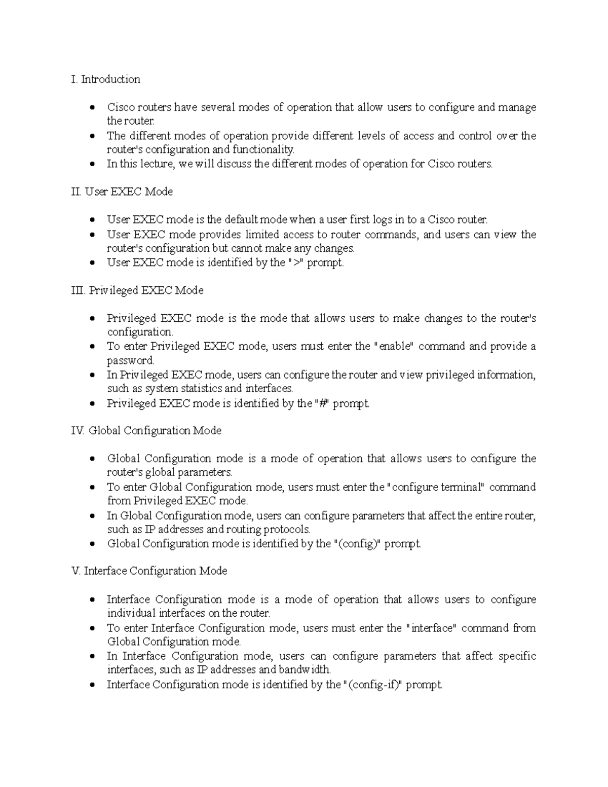 Cisco routers - ganga - I. Introduction Cisco routers have several ...