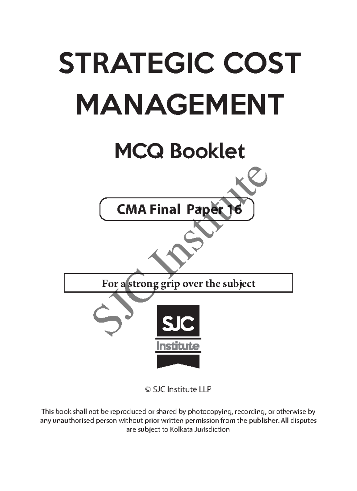 3. CMA Final SCM - MCQ Book - For a strong grip over the subject © SJC ...