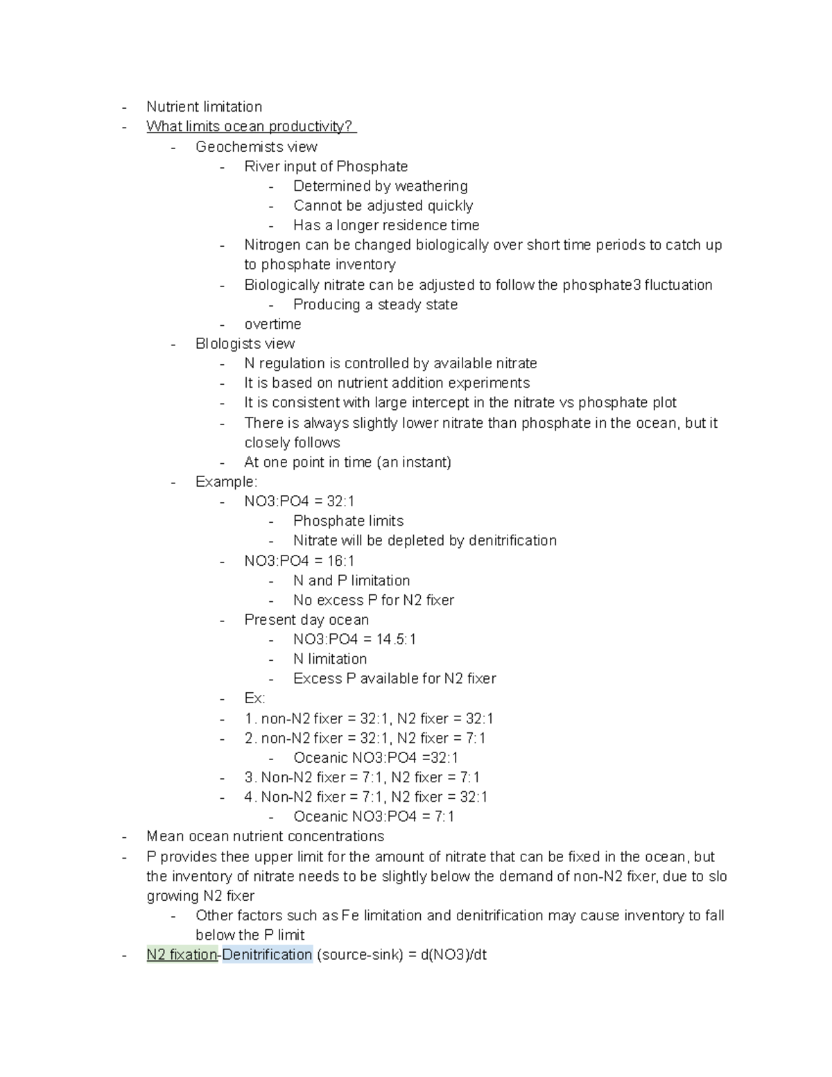 Chapter 2 (continued) - Jingfeng Wu - Nutrient limitation What limits ocean productivity? - Studocu