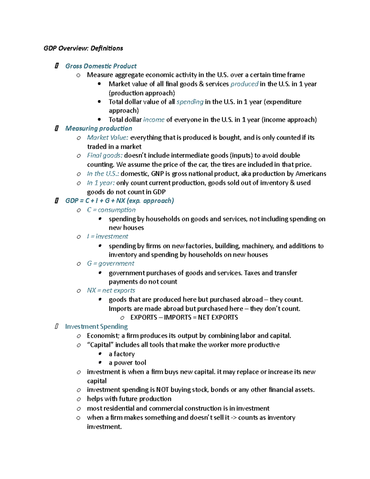 GDP Overview - Definitions - GDP Overview: Definitions ¥ Gross Domestic ...