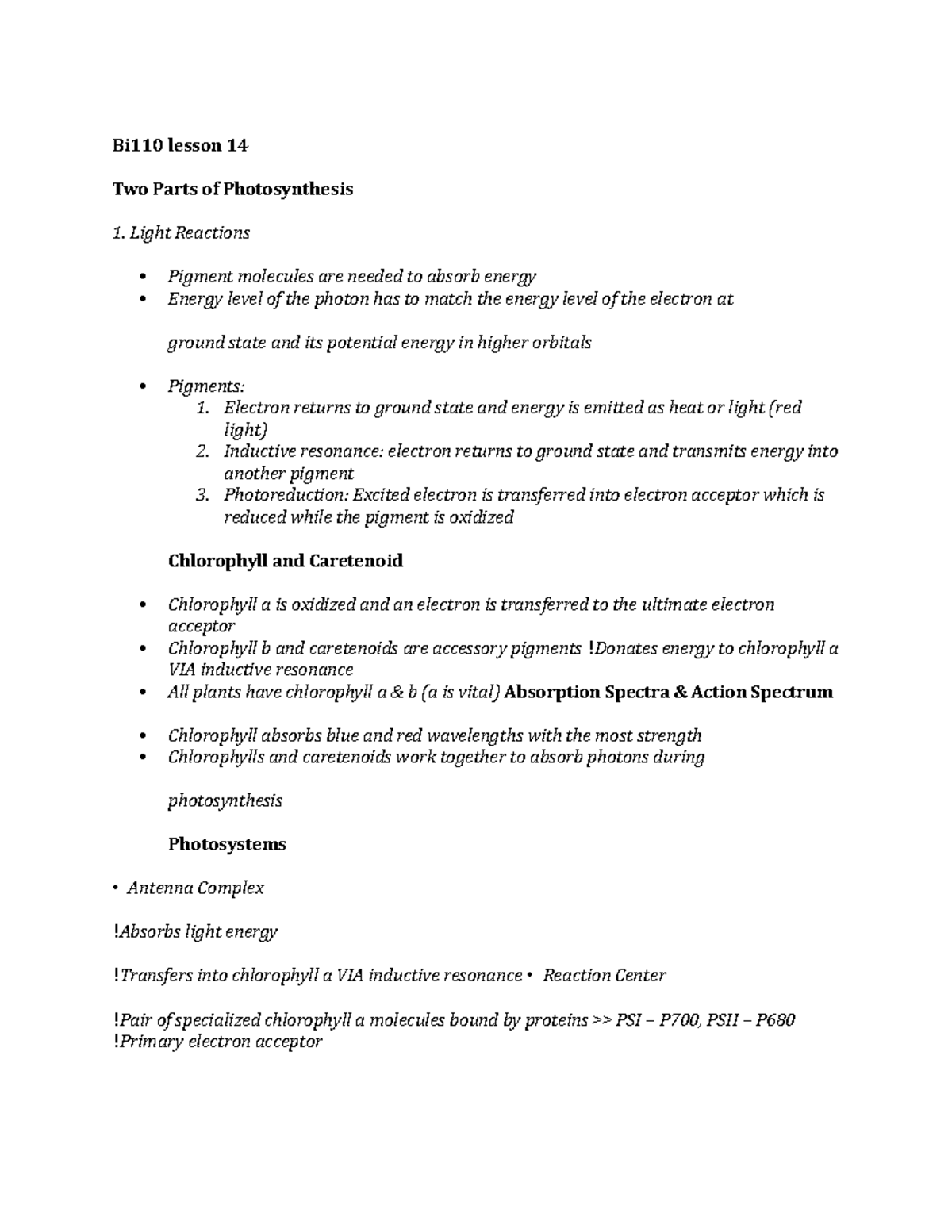 Bi110 lesson 14 - business notes - Bi110 lesson 14 Two Parts of ...