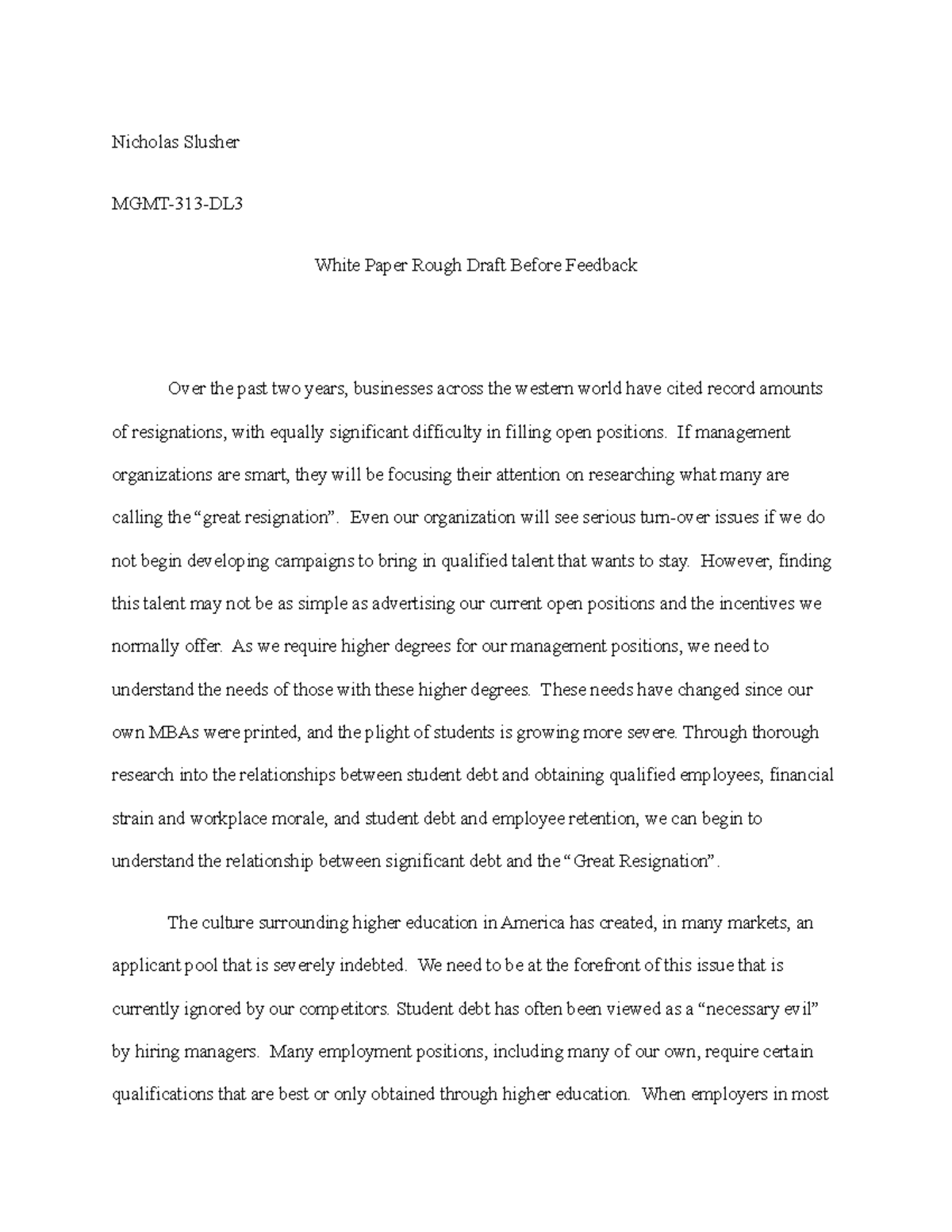 Nick Slusher Revision- Steven Mc Daniel - Nicholas Slusher MGMT-313-DL ...