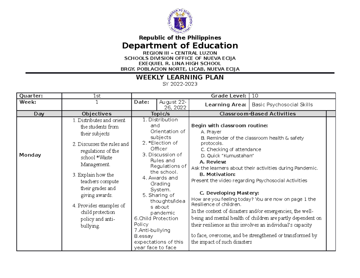 WLP-Psychosocial-activity - Republic of the Philippines Department of ...