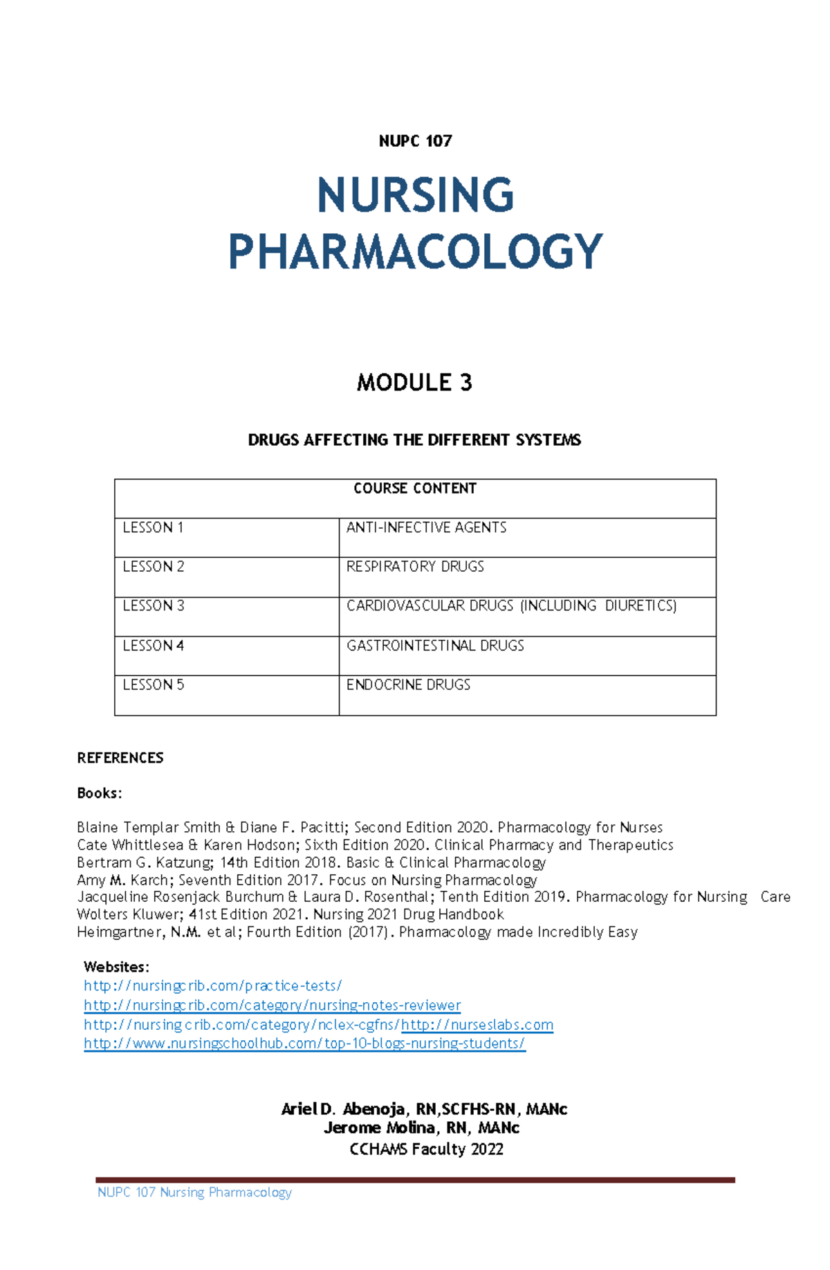 Module 3.0.1 - ANTI- Infective Agents - NUPC 107 NURSING PHARMACOLOGY ...