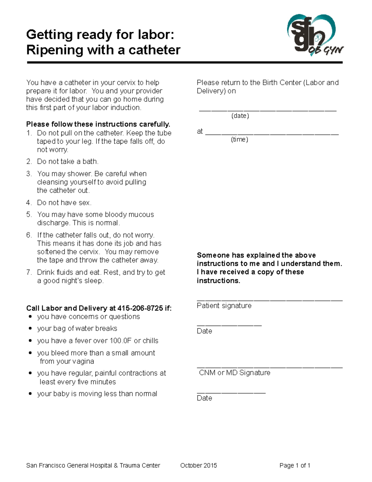 Foley Bulb Patient Ed October 2015 English - Getting ready for labor ...