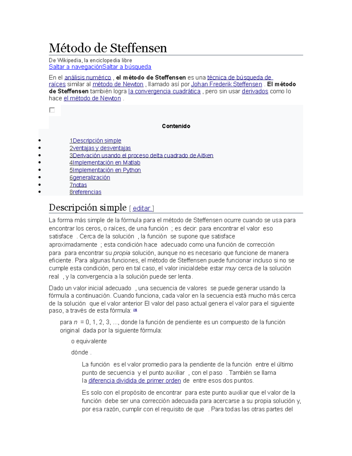 Método de Steffensen - metodo para la resolucion de ecuaciones lineales - Método de Steffensen ...