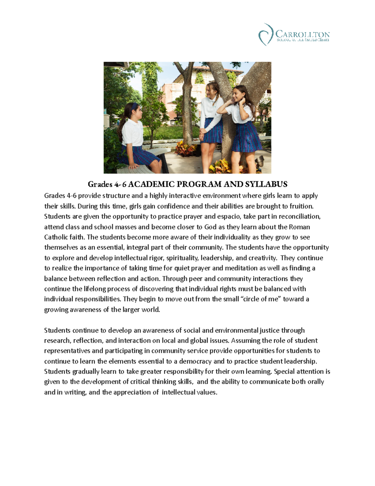 Grades 4-6Curriculum Guide - Grades 4-6 ACADEMIC PROGRAM AND SYLLABUS Grades 4-6 provide ...