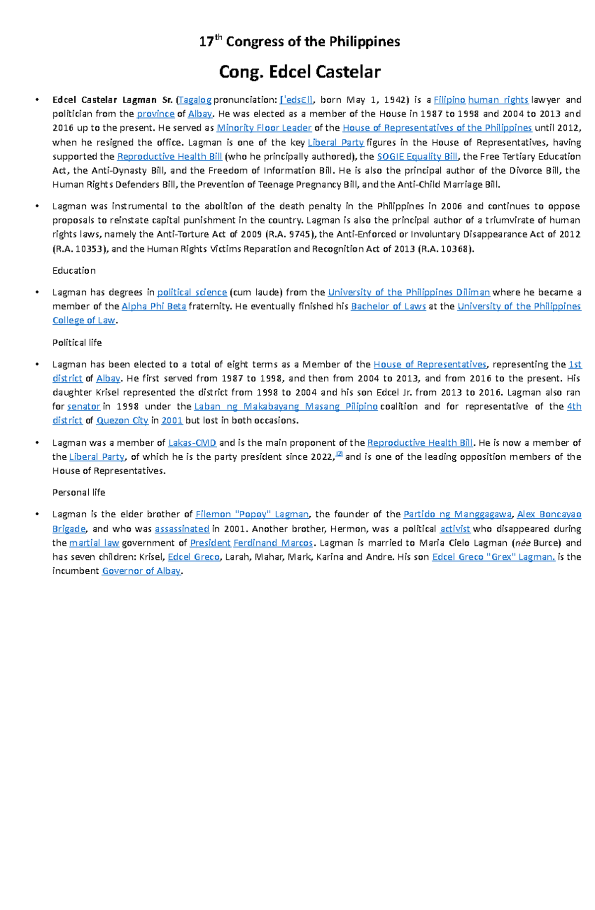 Edcel Castelar - Presentation - 17 th Congress of the Philippines Cong ...