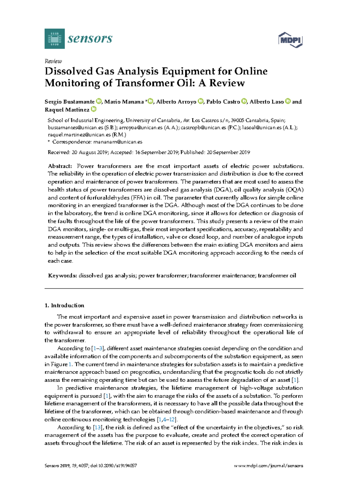 Dissolved Gas Analysis Equipment for Online Monito - sensors Review ...