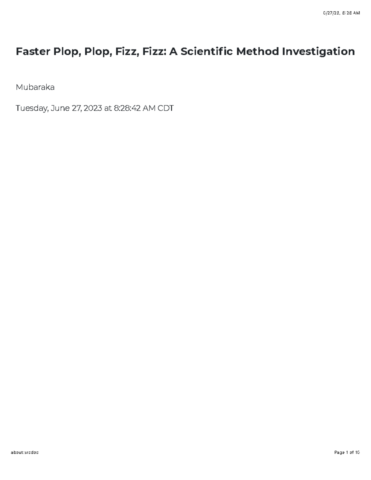 Lab 2 pdf for survey of gen chem - Faster Plop, Plop, Fizz, Fizz: A ...