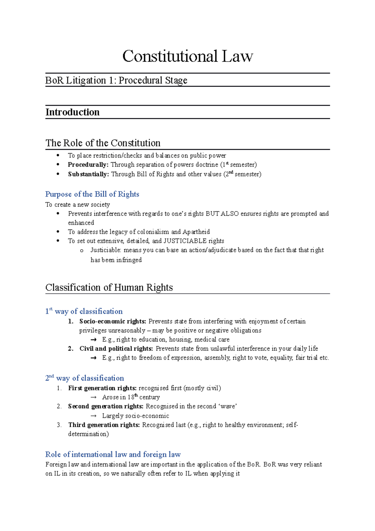Bo R litigation 1 - Constitutional Law BoR Litigation 1: Procedural ...