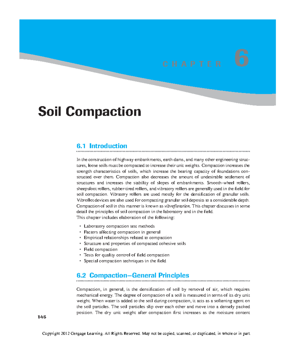 Chapter 6 Compaction of soil ( Braja ) - C H A P T E R 6 Introduction ...