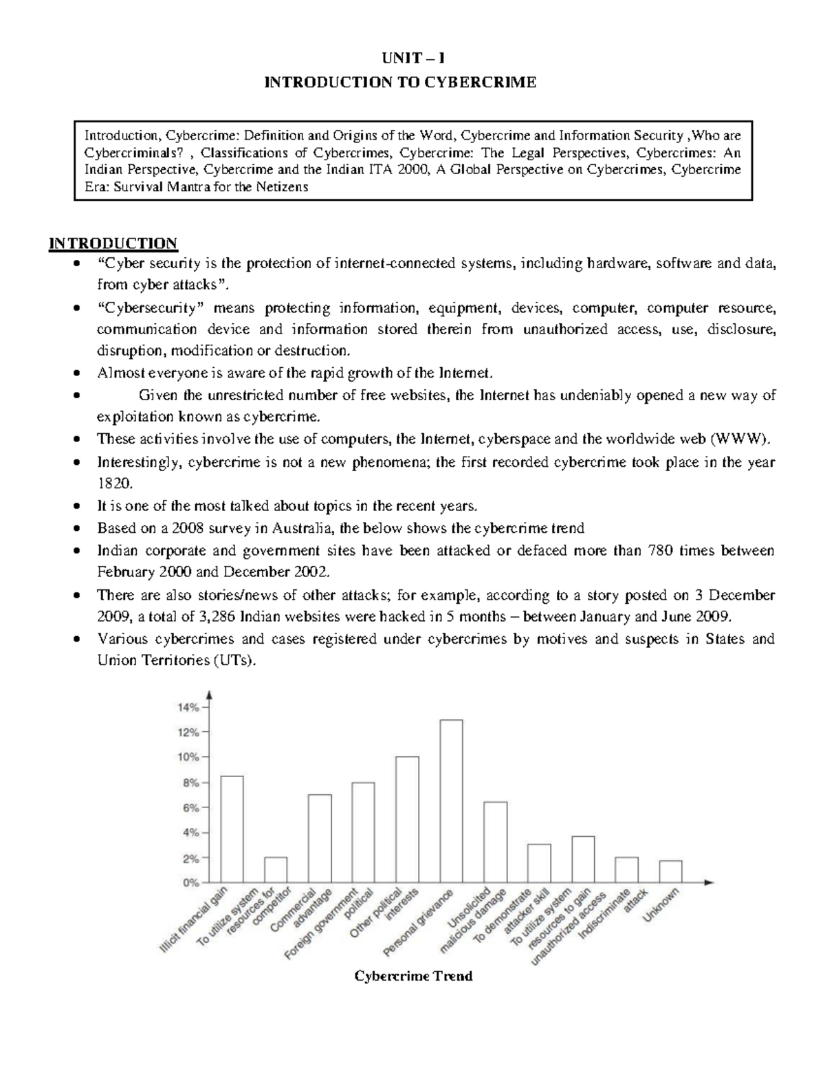 Unit 1 Introduction to Cyber Crime - UNIT – I INTRODUCTION TO ...