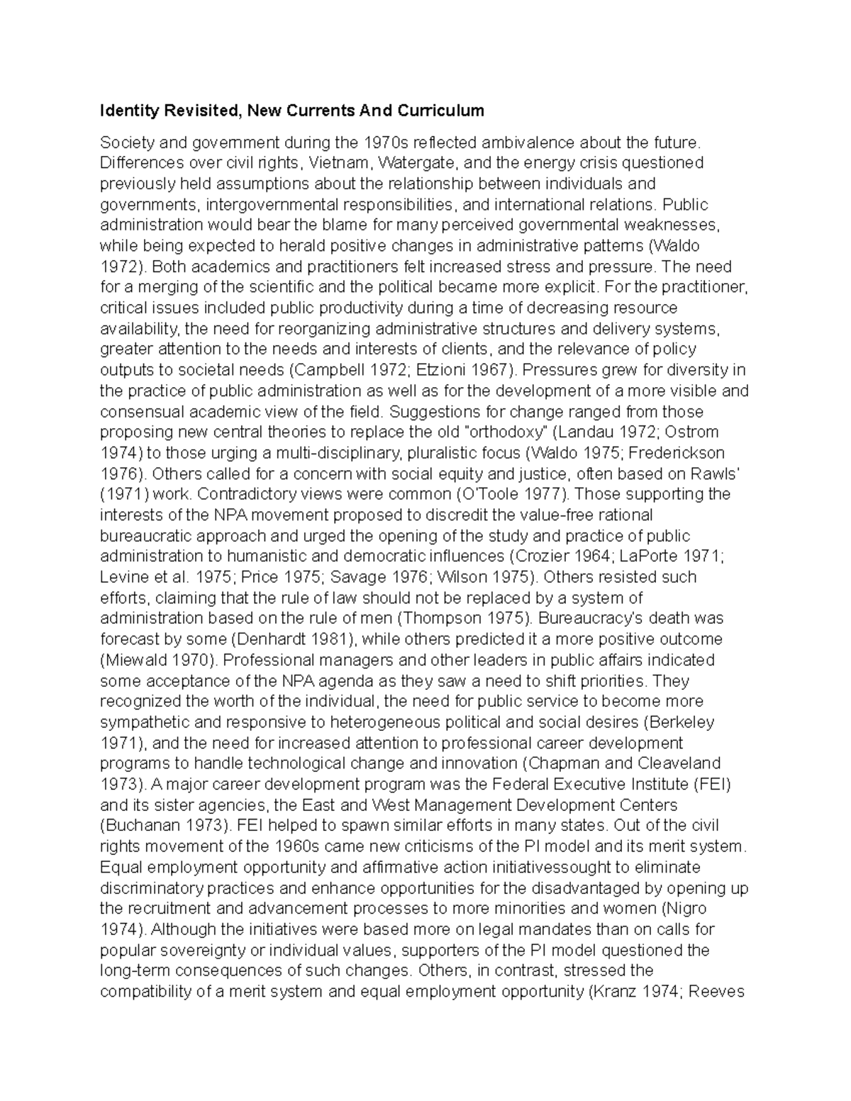 Identity Revisited, New Currents And Curriculum - Differences over ...