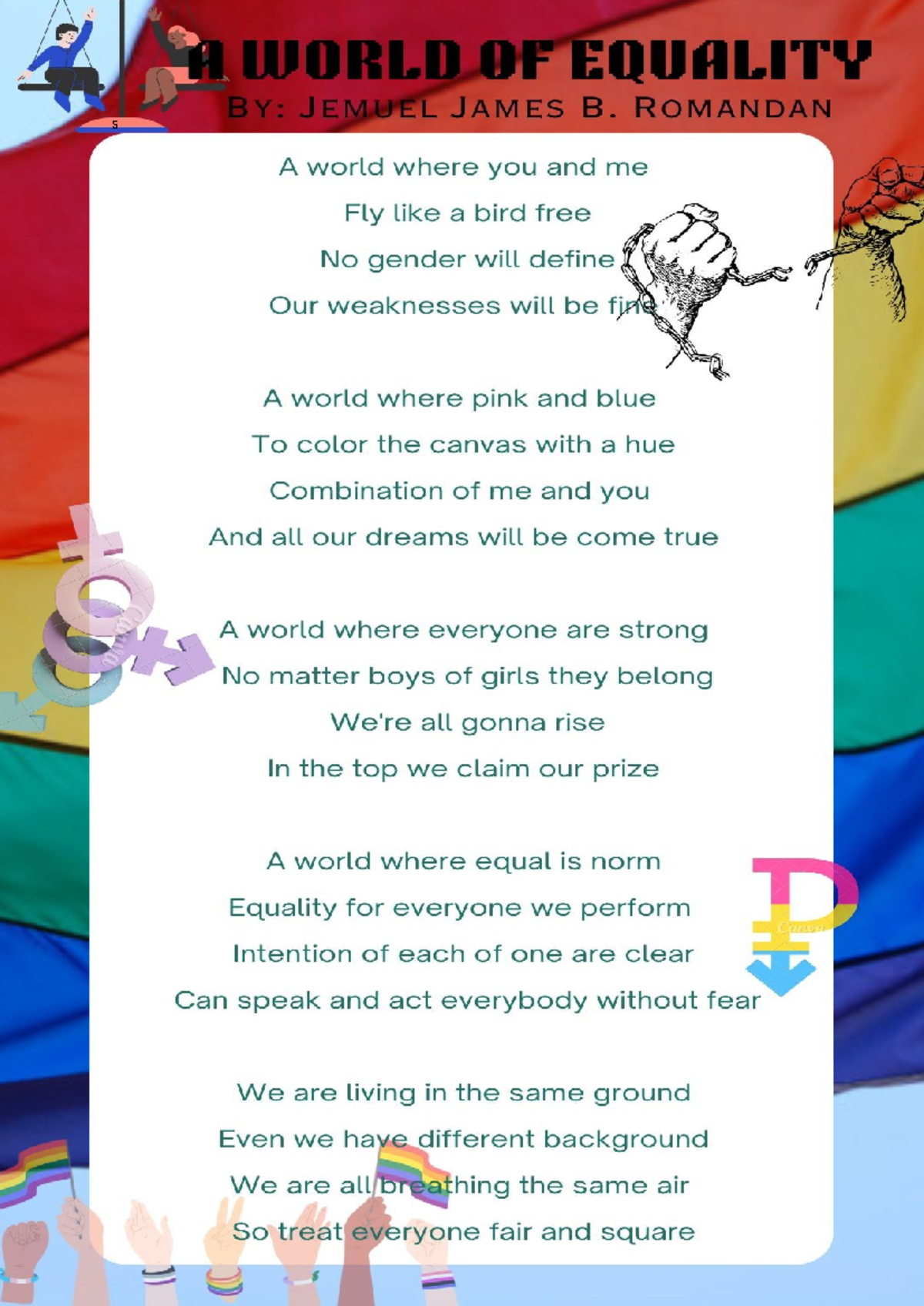 Poem - Poem supporting LGBT - : JEMUEL JAMES B. ROMANDAN S A world ...