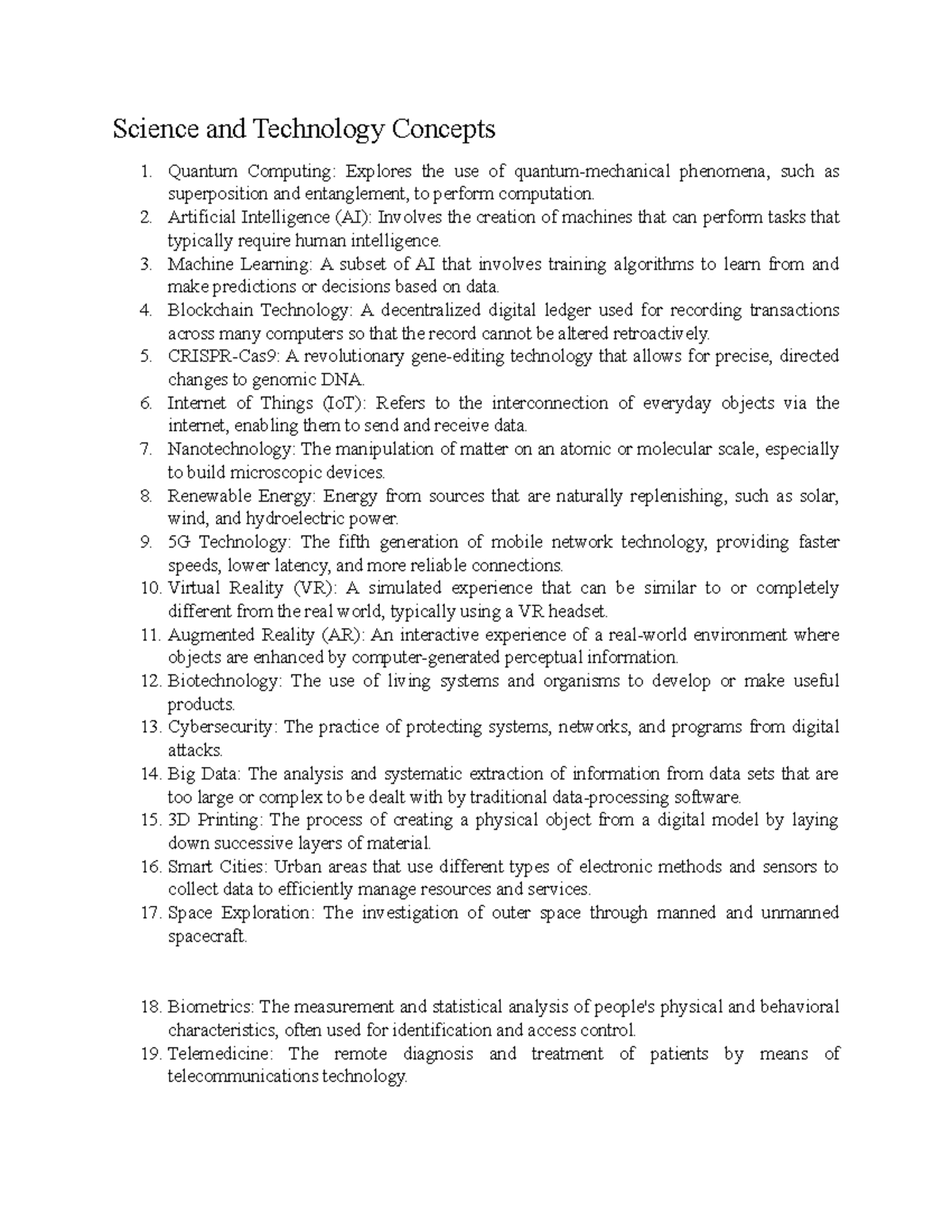 20 Science and Tech Concepts - Science and Technology Concepts 1 ...