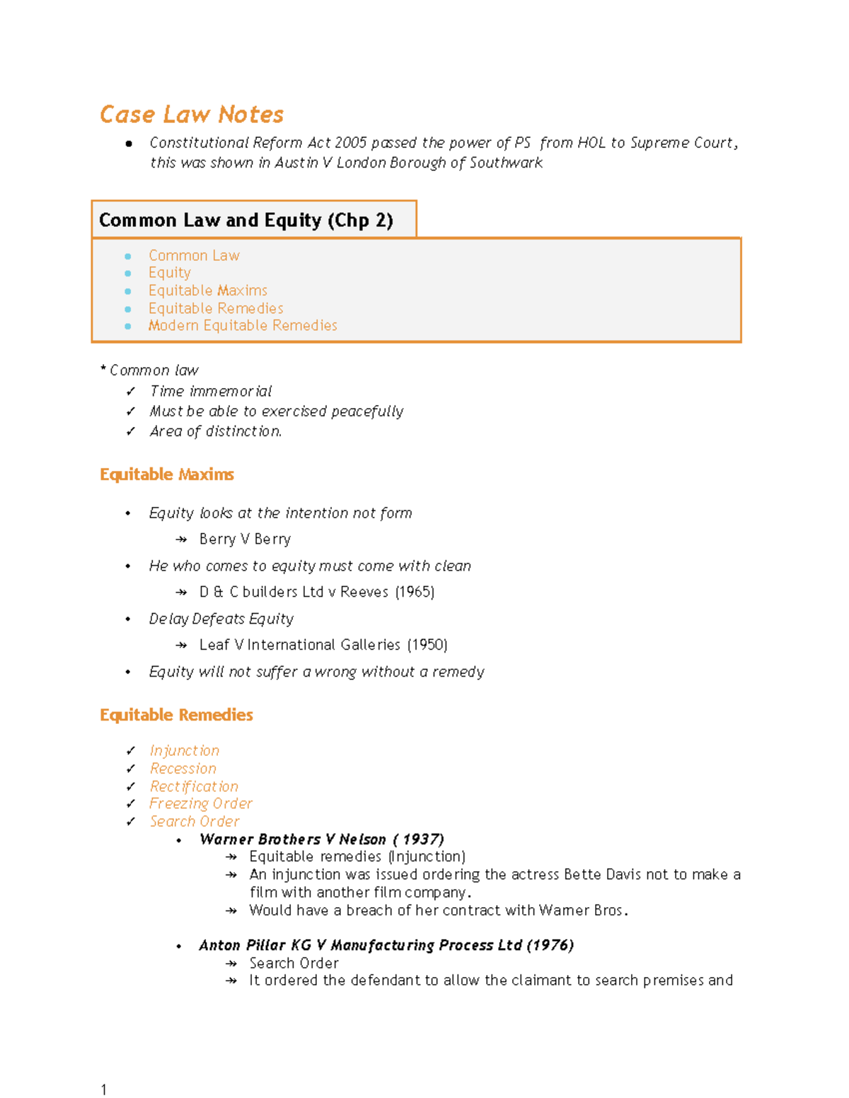 AS level Law notes up till Chapter 11 - Case Law Notes Constitutional ...