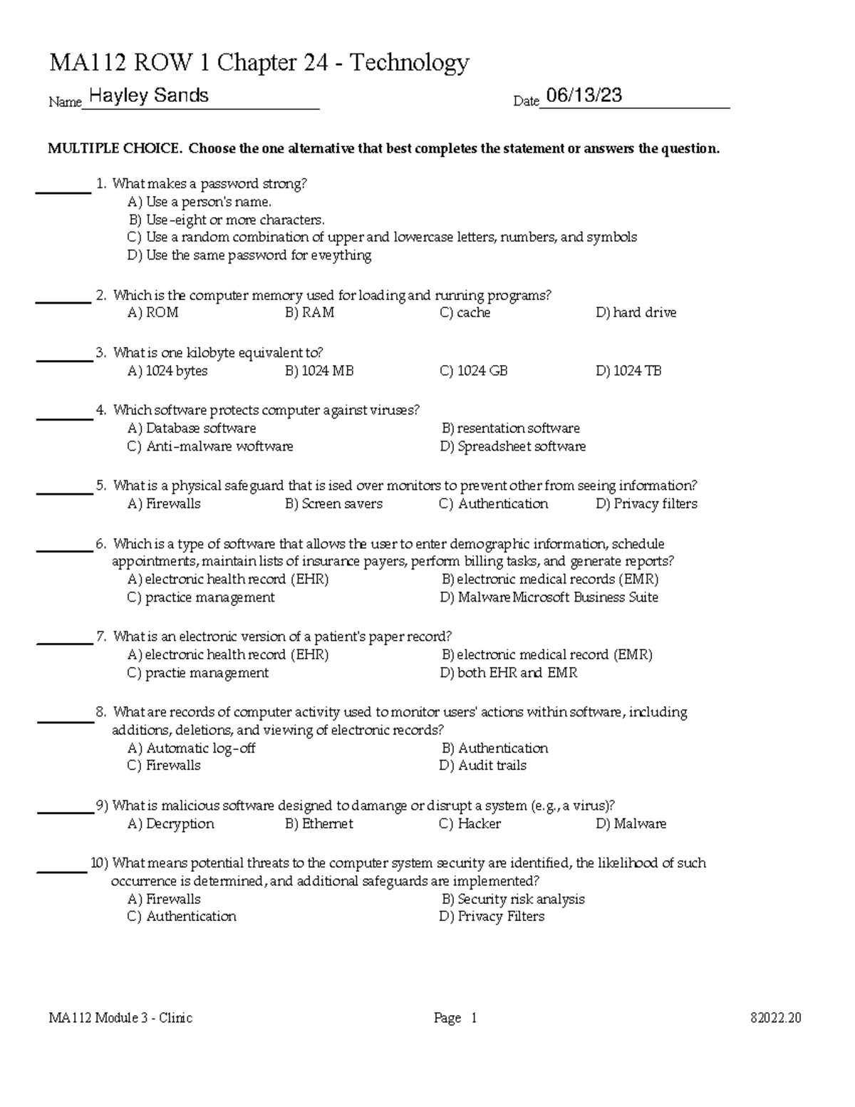 MA112 ROW 1 - Something - MA112 ROW 1 Chapter 24 - Technology - Studocu