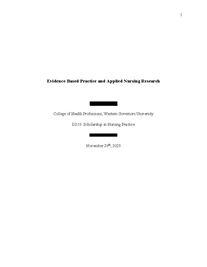 D219 - Scholarship in Nursing - Scholarship in Nursing Practice ...