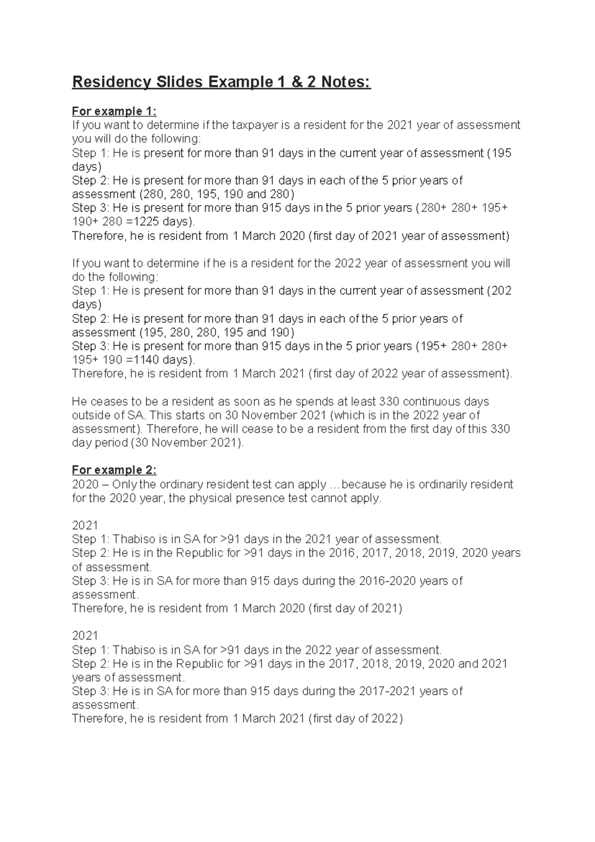 Residency Slides Example 1 and 2 Notes - Residency Slides Example 1 & 2 ...