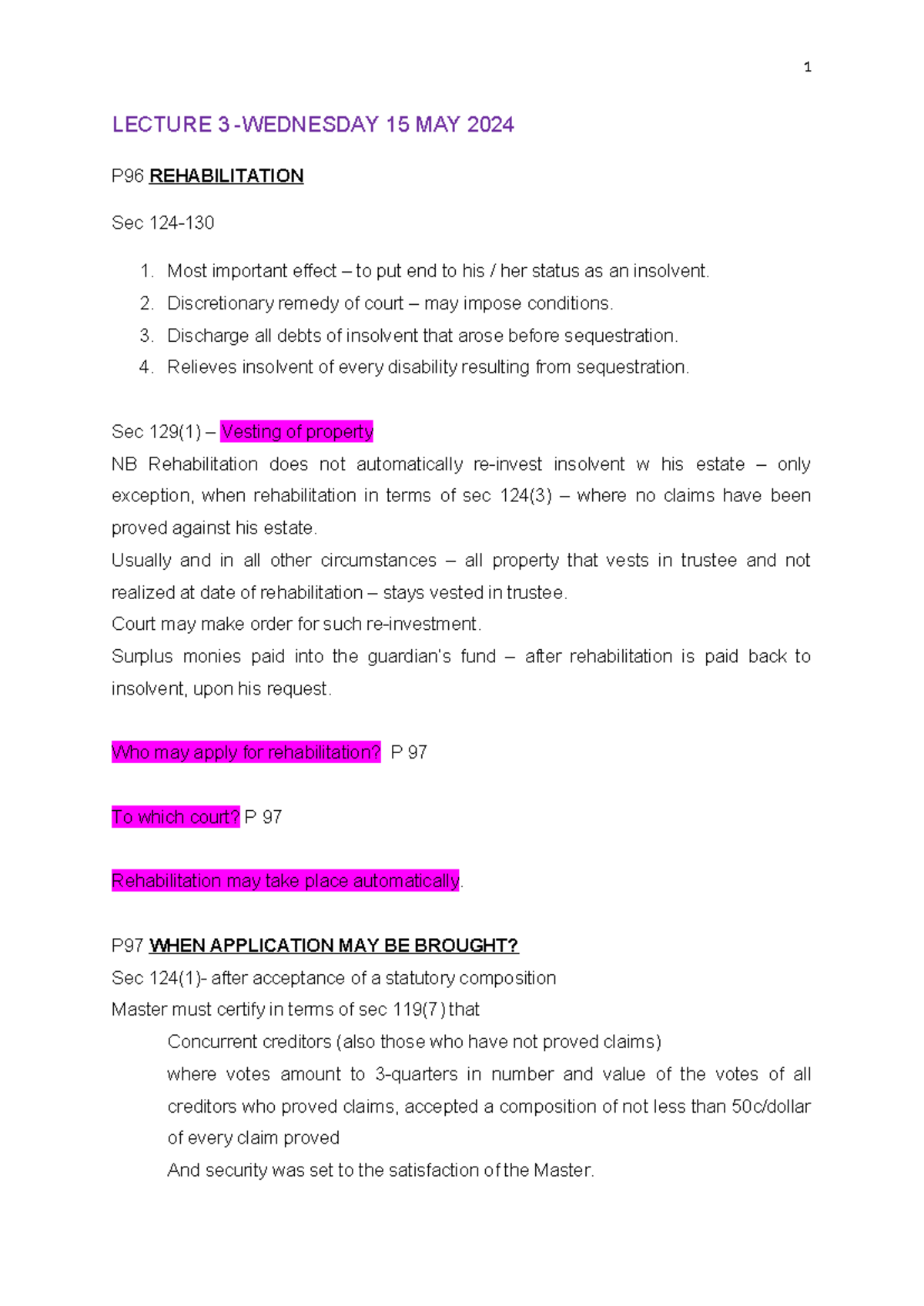 Law of association notes - LECTURE 3 -WEDNESDAY 15 MAY 2024 P96 ...