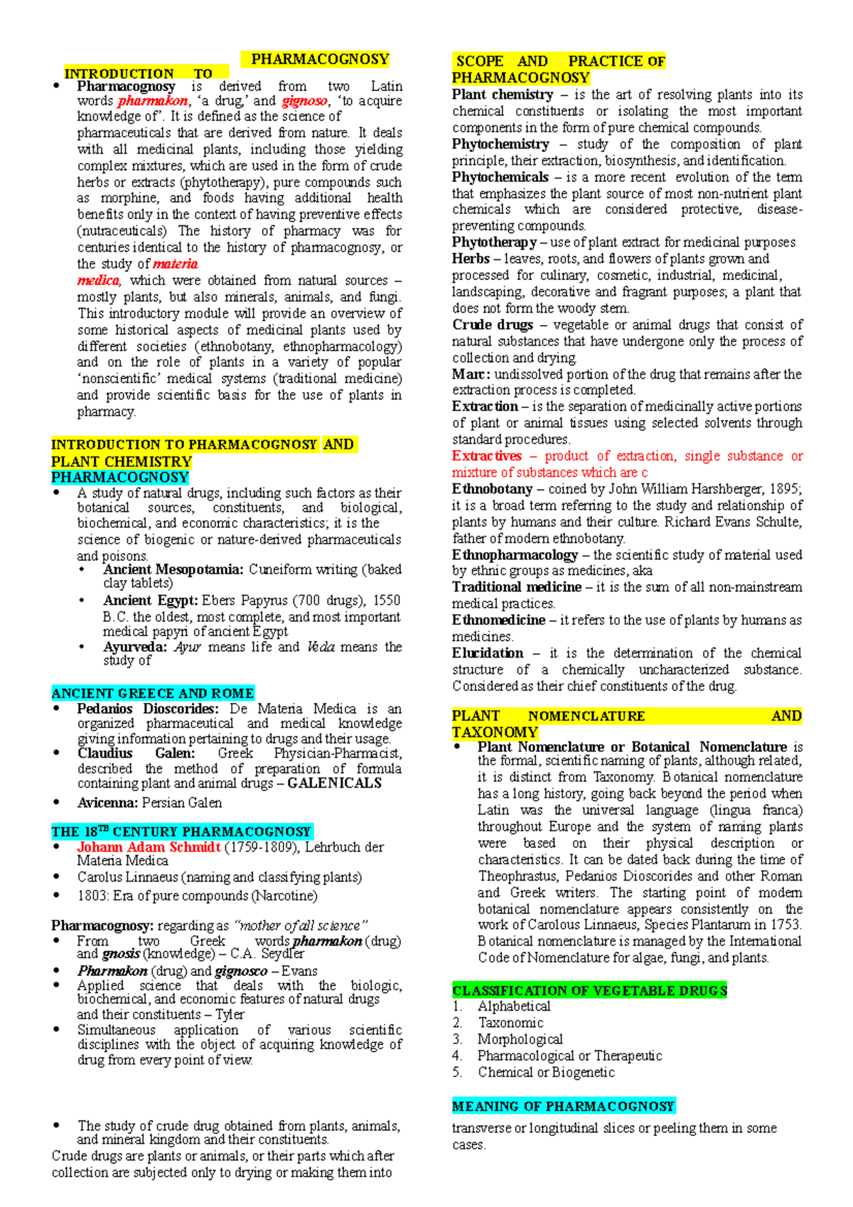 Introduction of Pharmacognosy 1 - Studocu