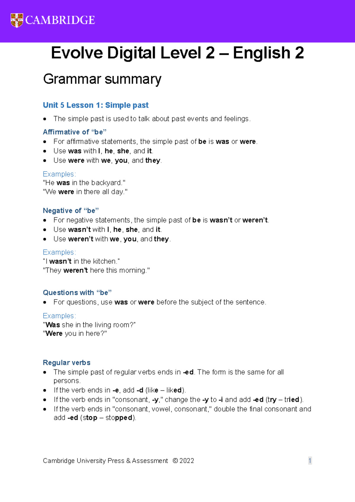 Unit 5 - E2 - Grammar - ingles2 - Cambridge University Press ...