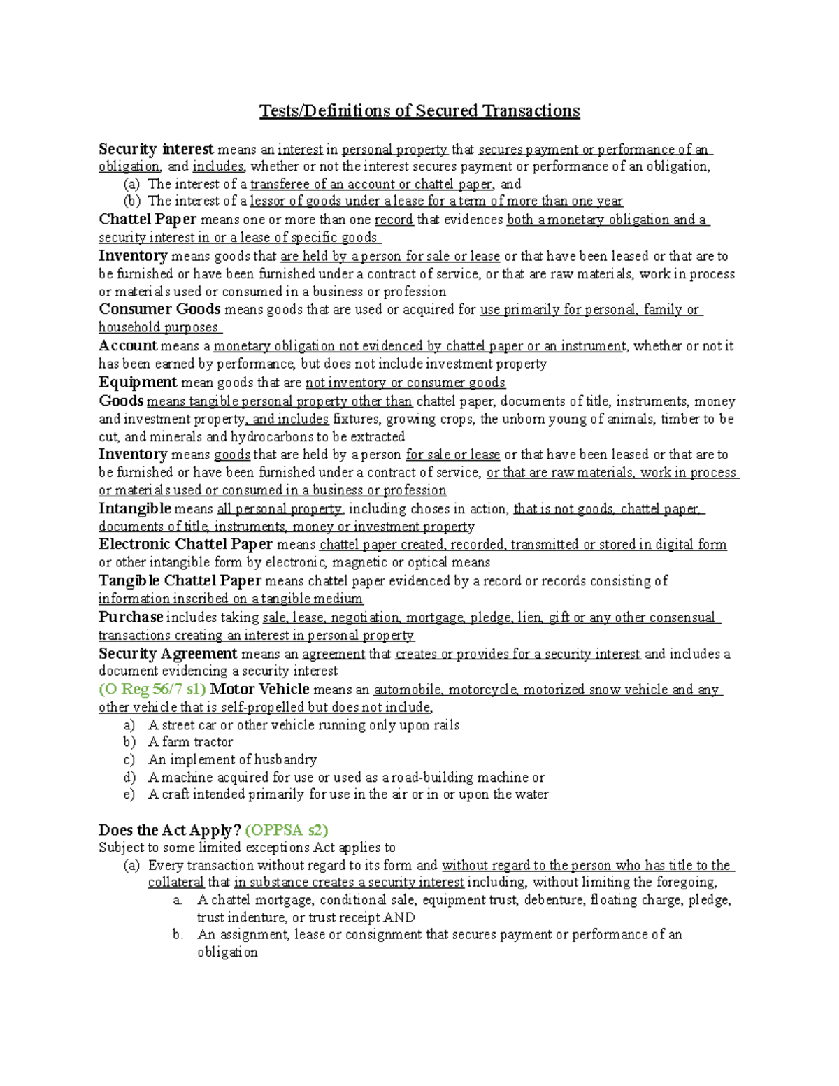 Secured Transactions Map - Burke Selick - Fall 2020 - Tests/Definitions ...