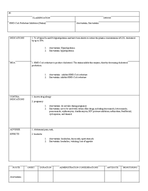 Drug cards 1 - Drug card - CLASSIFICATION DRUGS Benzodiazepines ...
