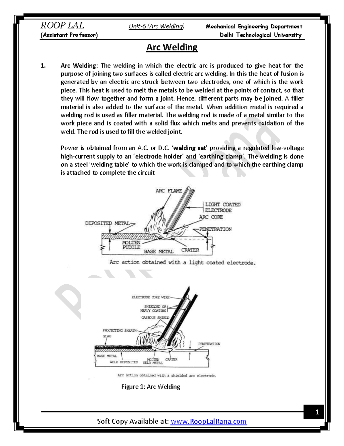 Unit-6-Arc-Welding - (Assistant Professor) Delhi Technological ...