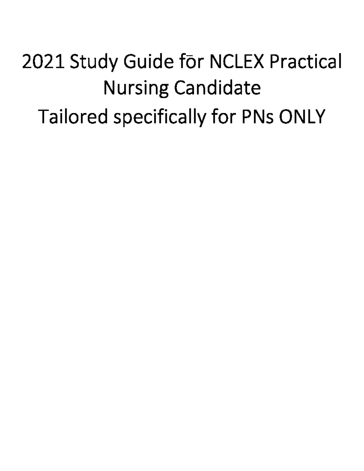 Study Guide for Nclex PN 2021pdf - 2021 Study Guide for NCLEX Practical ...