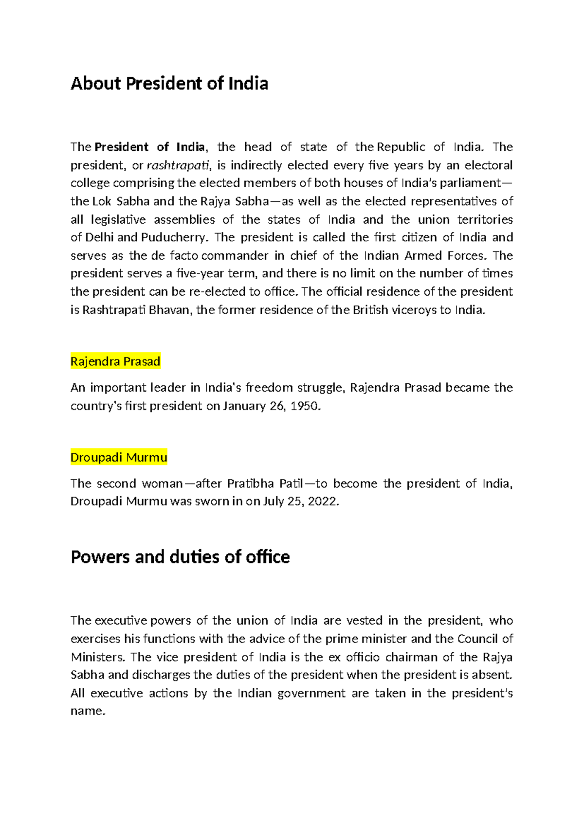 About President of India - The president, or rashtrapati, is indirectly ...