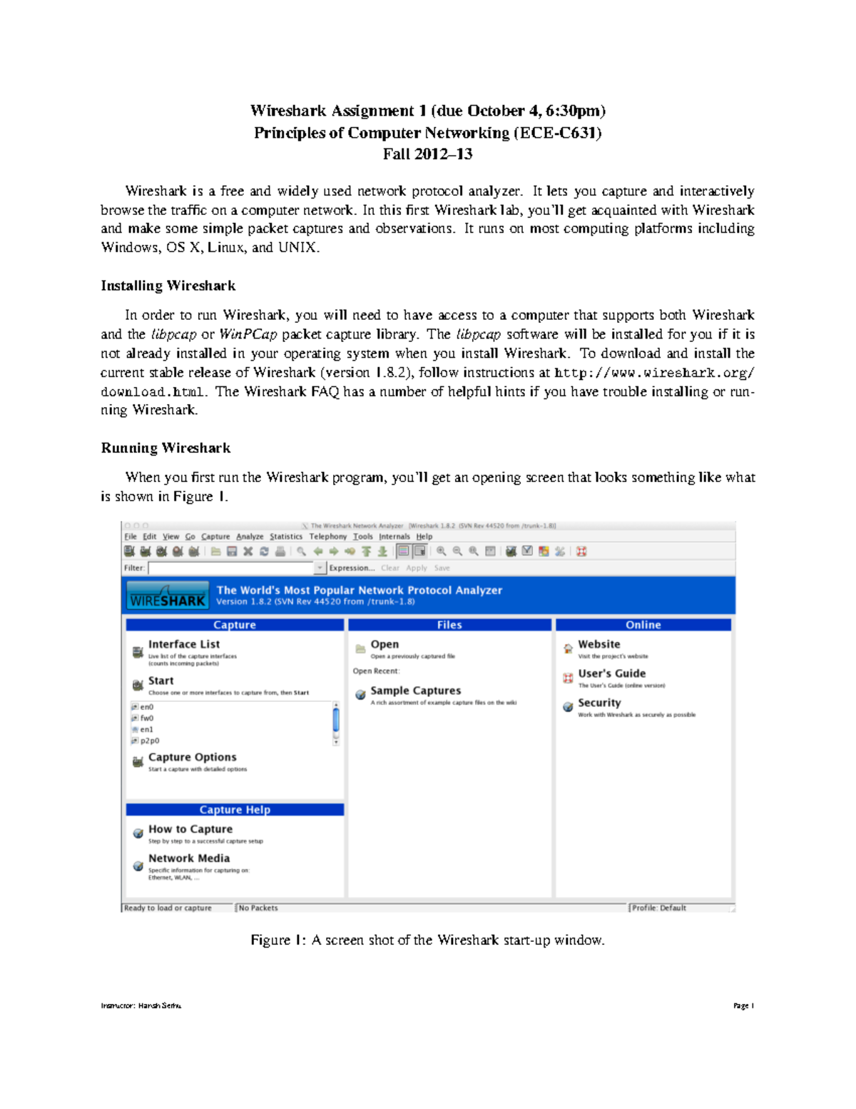 Wireshark Assignment 1 It Lets You Capture And Interactively Browse The Traffic On A Computer