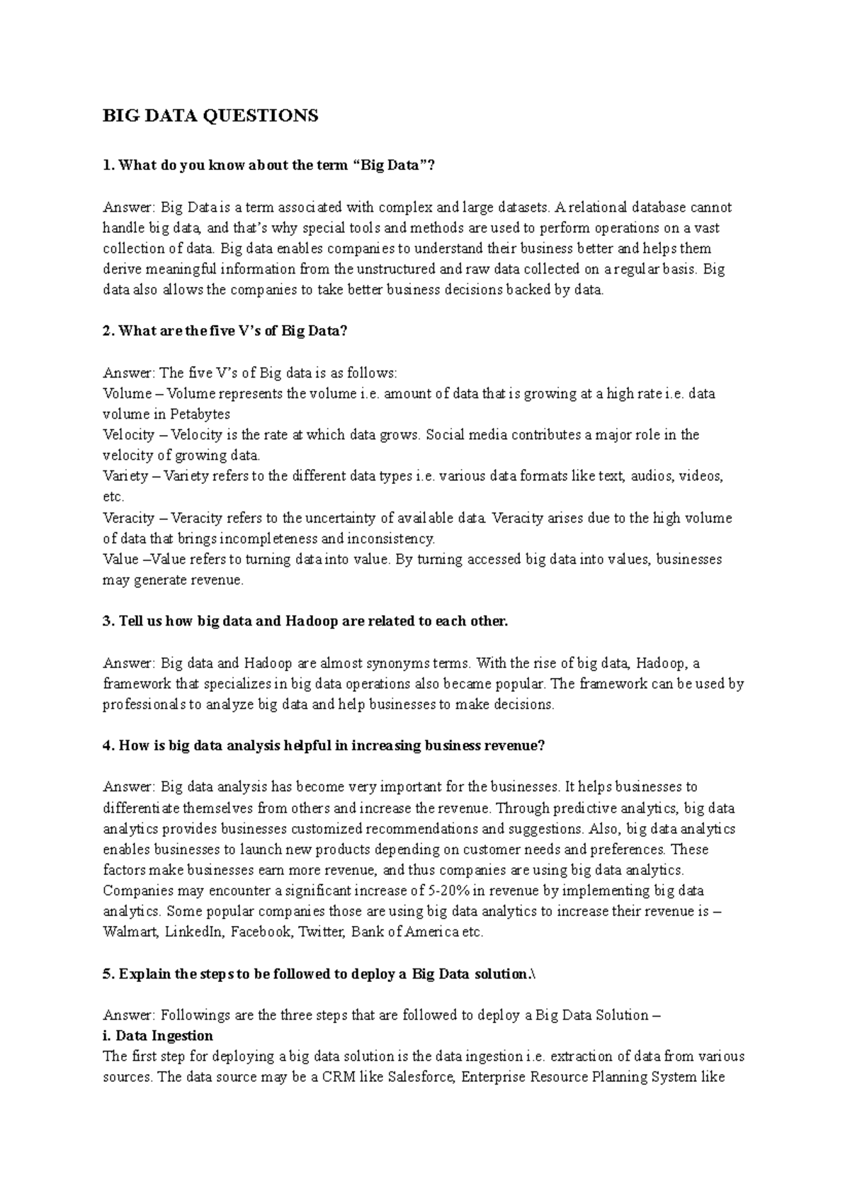 Untitled document - this is a content about information of sql and My sql - BIG DATA QUESTIONS ...