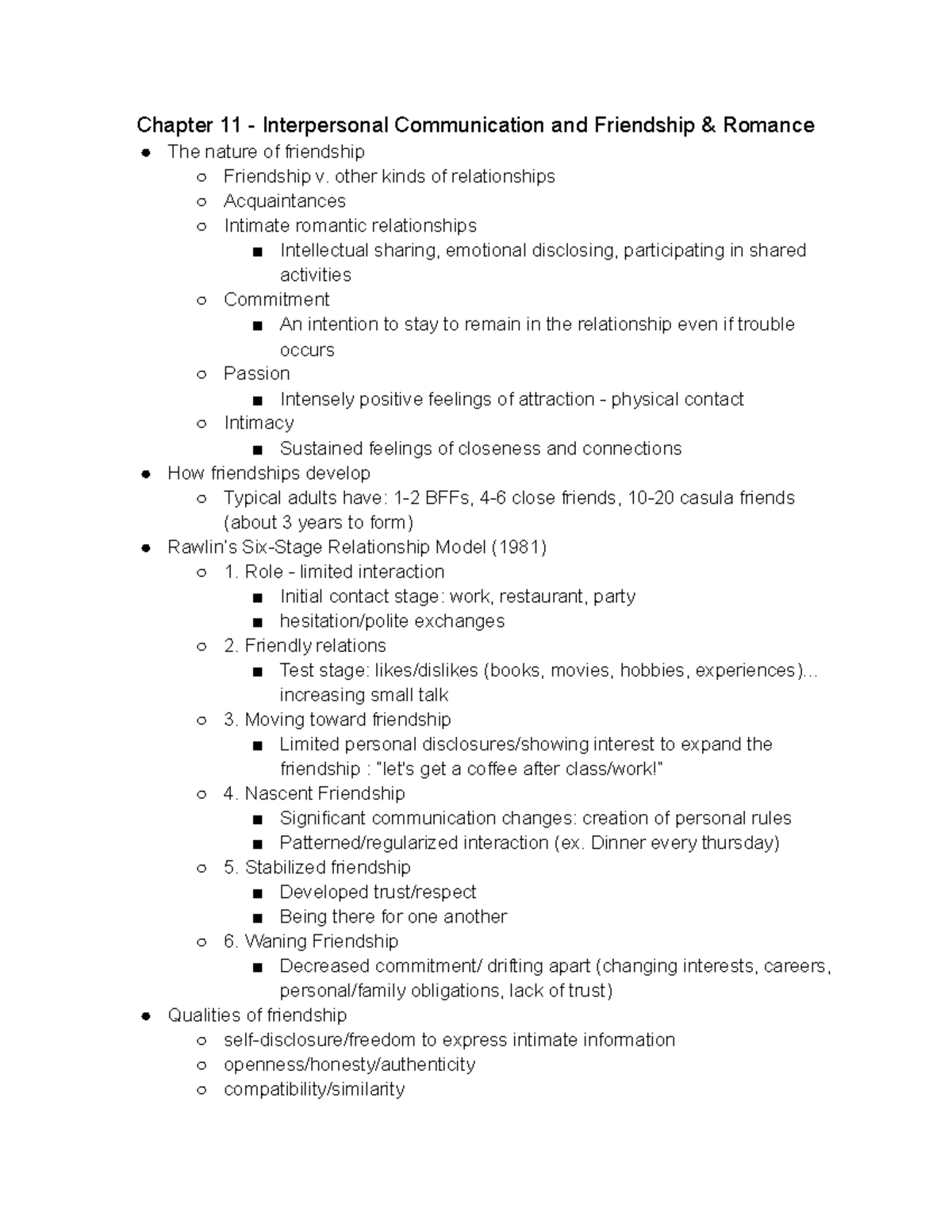 Chapter 11 - Interpersonal Communication and Friendship & Romance ...