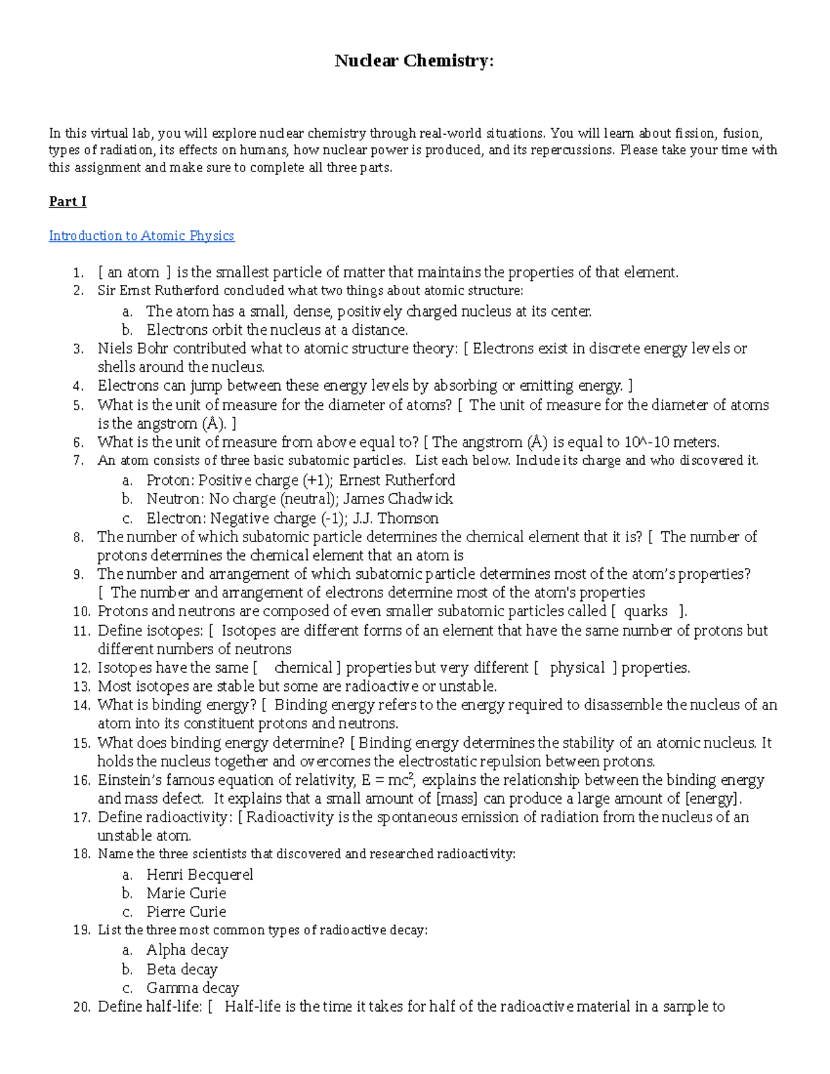 Nuclear Chemistry Webquest - Nuclear Chemistry: In this virtual lab ...