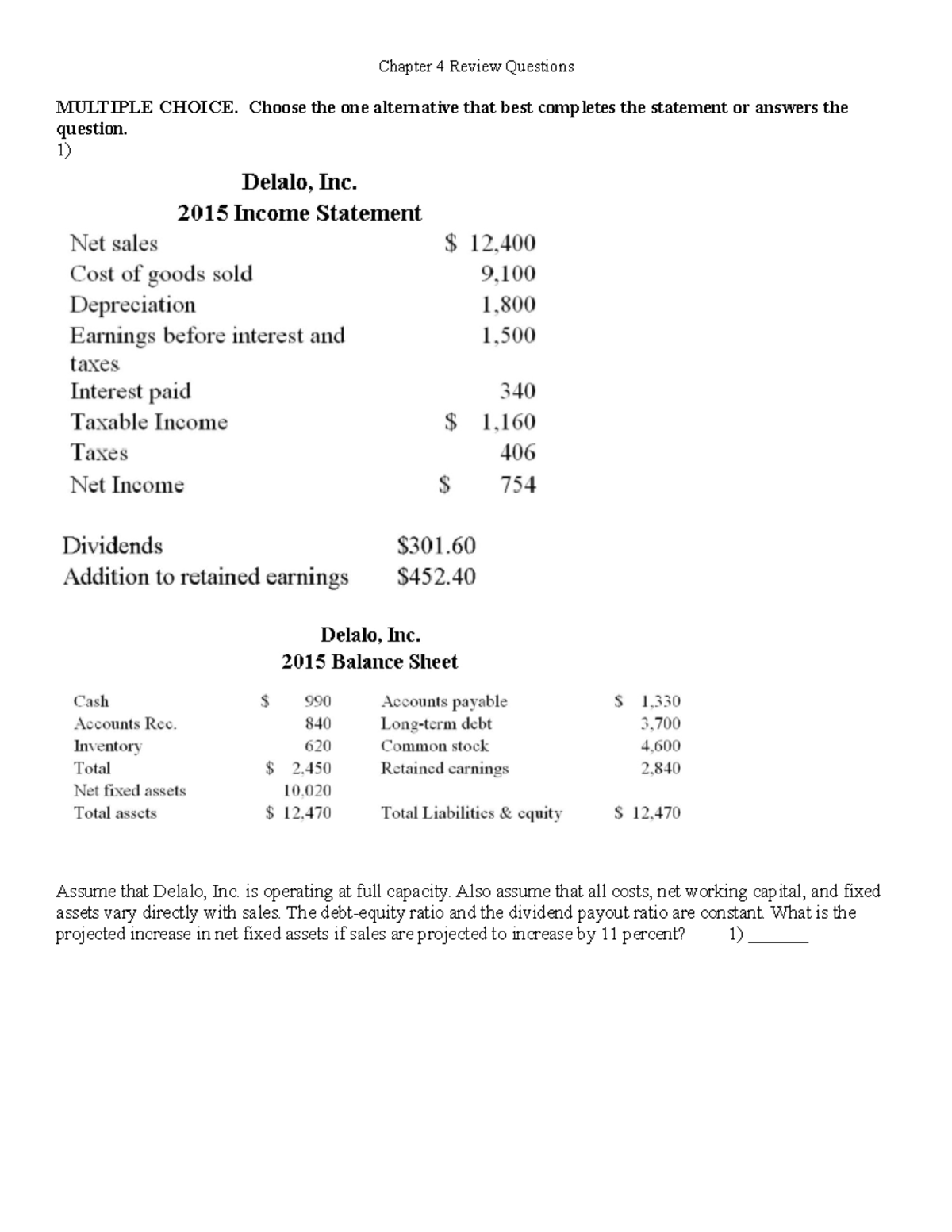 Chapter 4 review questions v2 - Chapter 4 Review Questions MULTIPLE ...