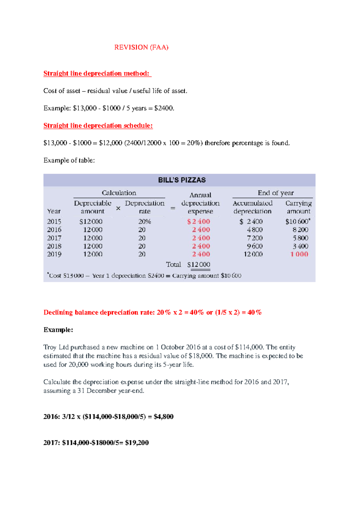 Revision financial accounting application. mid exam revision - REVISION (FAA) Straight line ...
