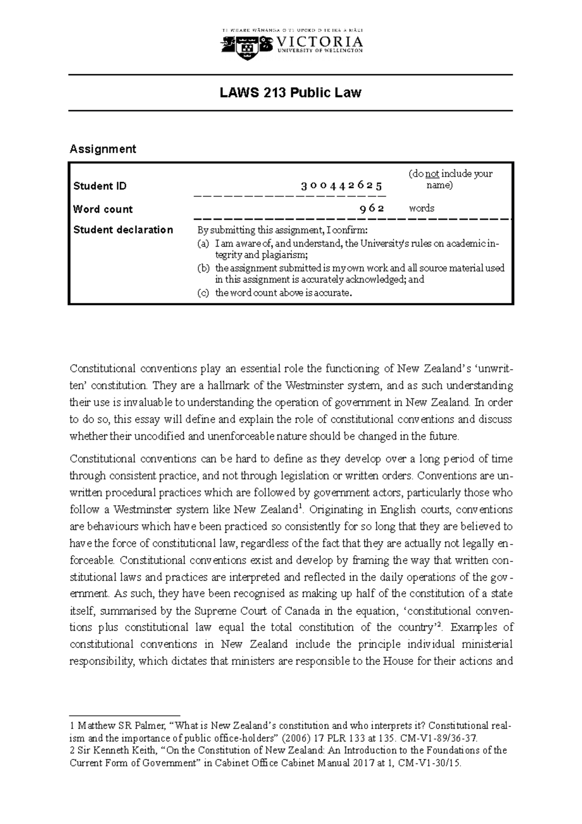 213 Tutorial Assignment - LAWS 213 Public Law Assignment Student ID 3 0 ...