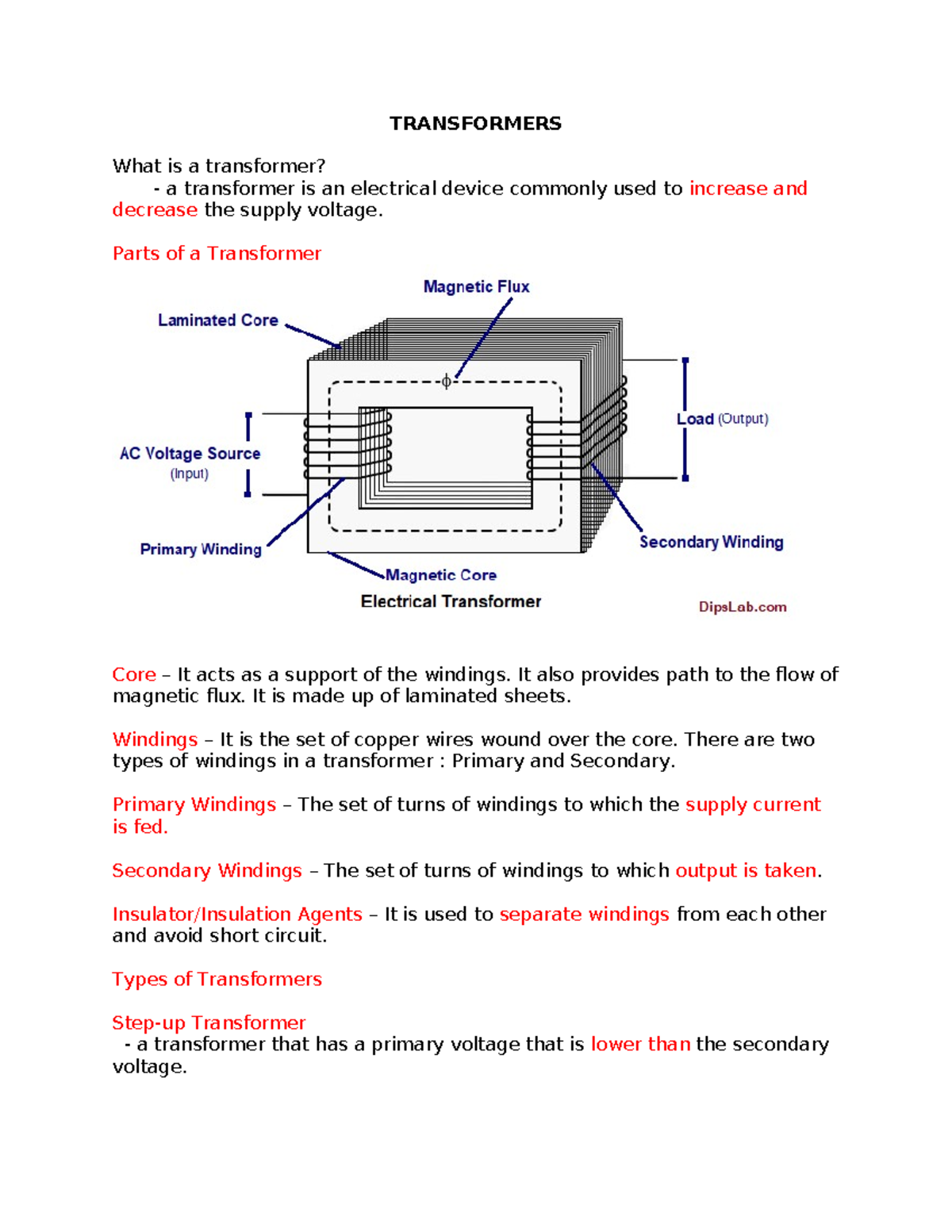 TLE- Trnsfrmrs-I - TRANSFORMERS What is a transformer? - a transformer ...