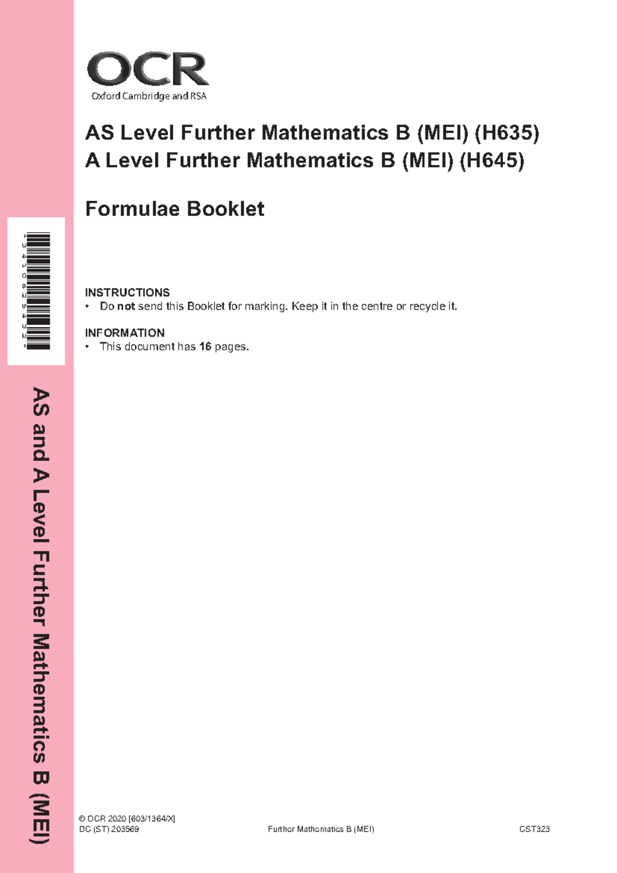 Further Mathematics B (MEI) AS and A Level Study Notes - 3 4 1 0 6 2 5 ...