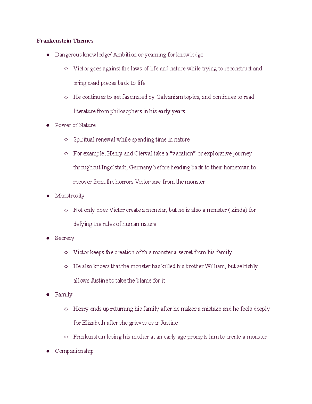 Frankenstein Themes and Literary Elements for Essay - Frankenstein ...